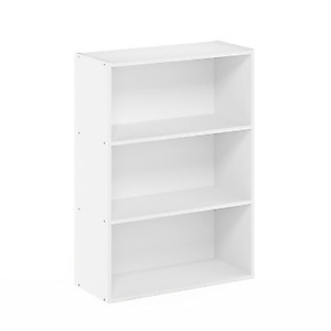Furinno Pasir 3-Tier Open Shelf Bookcase, Plain White Luder Bookcase/Book/Storage, 5-Cube, White