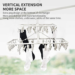 Foyer Nuage Plastic PP Drying Hanger, Anti-Rusty Drying Rack for Clothes, Socks, Lingeries, Delicates, Drying Hanger with 20 Clips for Baby Clothes, Towels
