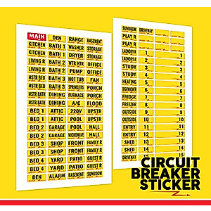 Linelax Circuit Breaker Box Labels – 129 Weatherproof Fuse Box Stickers