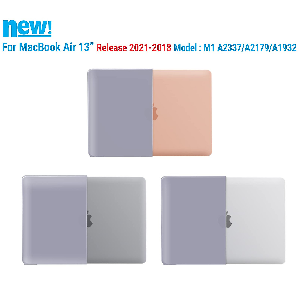 IBENZER Compatible with 2022 2021 2020 MacBook Air 13 inch case M1 A2337 A2179 A1932, Plastic Hard Shell Case for Mac Air 13 Retina Display with Touch ID, Lavendar Gray,AT13LVGY