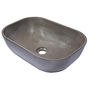 Eden Bath Rounded Corners Rectangular Concrete Vessel Sink (Charcoal)