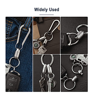 TISUR Swivel Keychain Clip, Titanium Detachable Pull Apart Key Chain, Key Ring Organizer Keychain For Men Women (1PC Swivel+D ring +key ring)