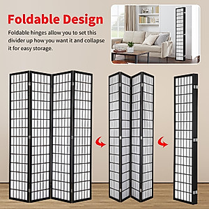 BLKMTY Room Divider 6ft Folding Privacy Divider 4 Panel Portable Room Seperating Modern Office Dividers Japanese Screen Wood Wall Divider Tall Freestanding Partition Screen for Bedroom, White
