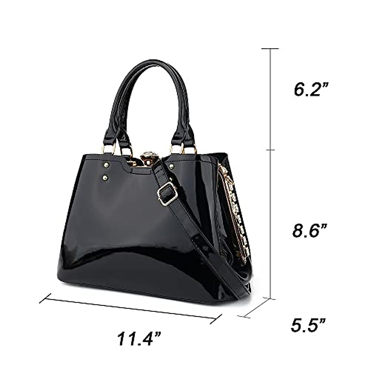 Style Strategy black purses patent leather Satchel handbags for women Top Handle with kiss lock Shoulder bags crossbody for women