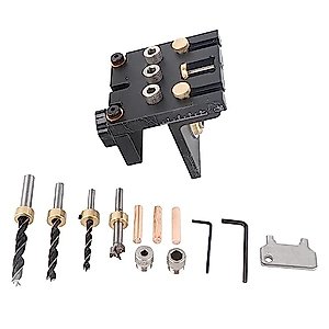KRODANS 3 in 1 Woodworking Drilling Locator Hole Puncher Doweling Jig Drilling Guide Kit Adjustable Woodworking Drilling Locator Puncher Tools