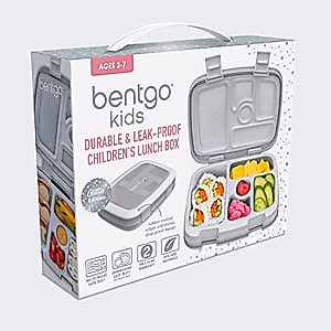 Bentgo® Kids 5-Compartment Lunch Box - Glitter Design for School, Ideal for Ages 3-7, Leak-Proof, Drop-Proof, Dishwasher Safe, & Made with BPA-Free Materials (Glitter Edition - Silver)