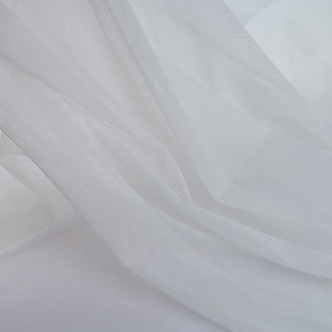 Superfine 4-Way Stretch Net Fabric Nylon Spandex Power Mesh, Pre-Cut 5 Yards Long 60" Wide, Lightweight Sheer (Off White)