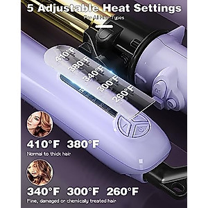 Rotating Curling Iron, Professional 1 Inch Automatic Hair Curler Titanium Auto Hair Curling Iron Self Curling Wand with Long Barrel, 5 Adjustable Temps, 1H Auto Off, Dual Voltage & Anti-Scald