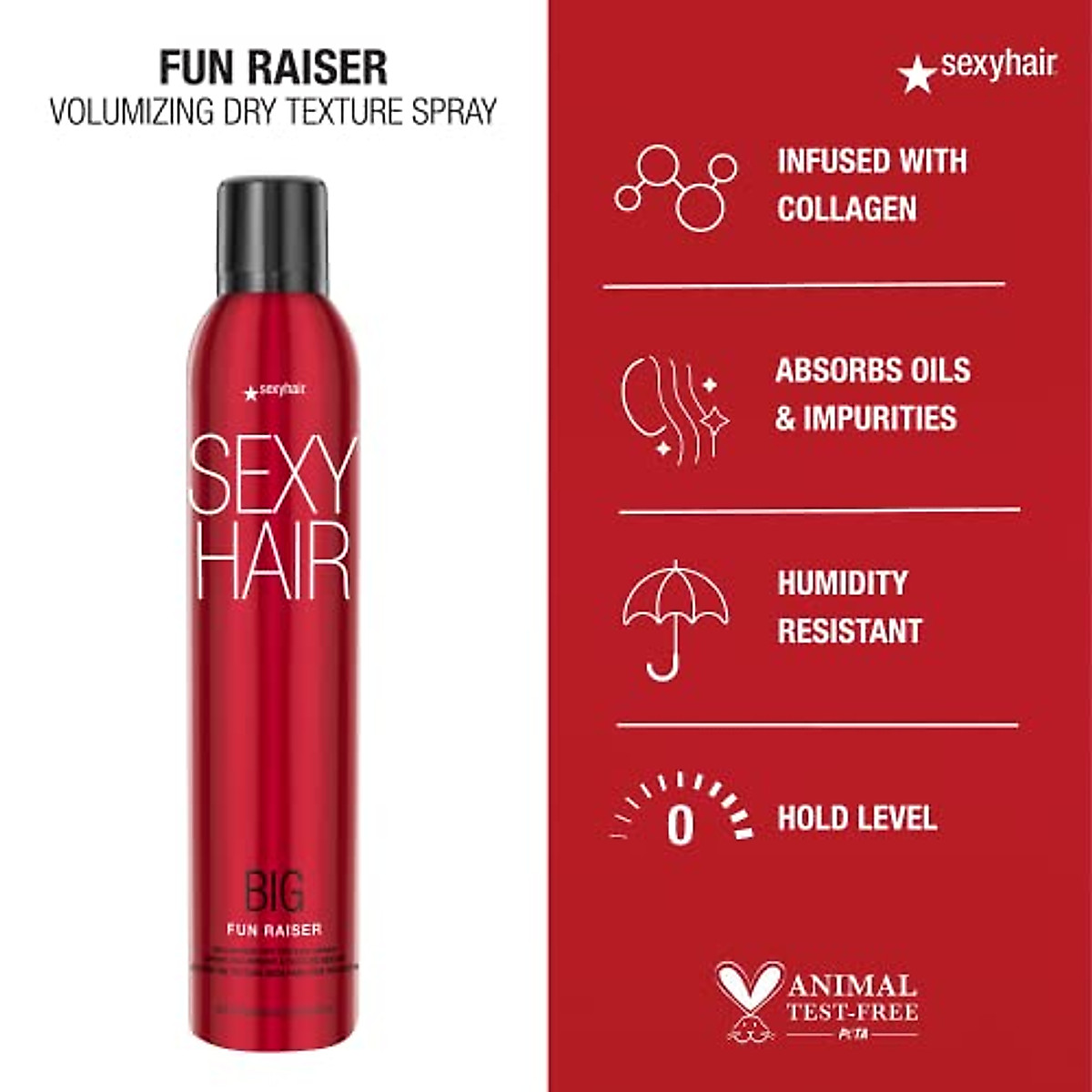 SexyHair Big Fun Raiser Volumizing Dry Texture Spray, 8.5 Oz | Up to 48 Hour Hold | Added Volume | Up to 24 Hour Humidity Resistance | All Hair Types