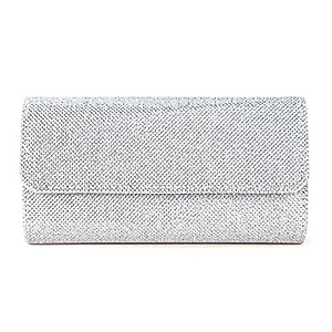 U-Story Womens Evening Wedding Party Small Clutch Bag Prom Shoulder Chain Handbag Tote (Silver)