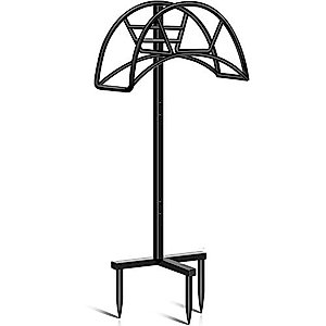 TomCare Garden Hose Holder Detachable Metal Water Hose Holder Hose Hanger Heavy Duty Free Standing Hose Storage Stand for Outside Yard, Black