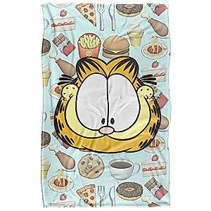 Garfield Blanket, 36"x58", Cat Food Silky Touch Sherpa Back Super Soft Throw