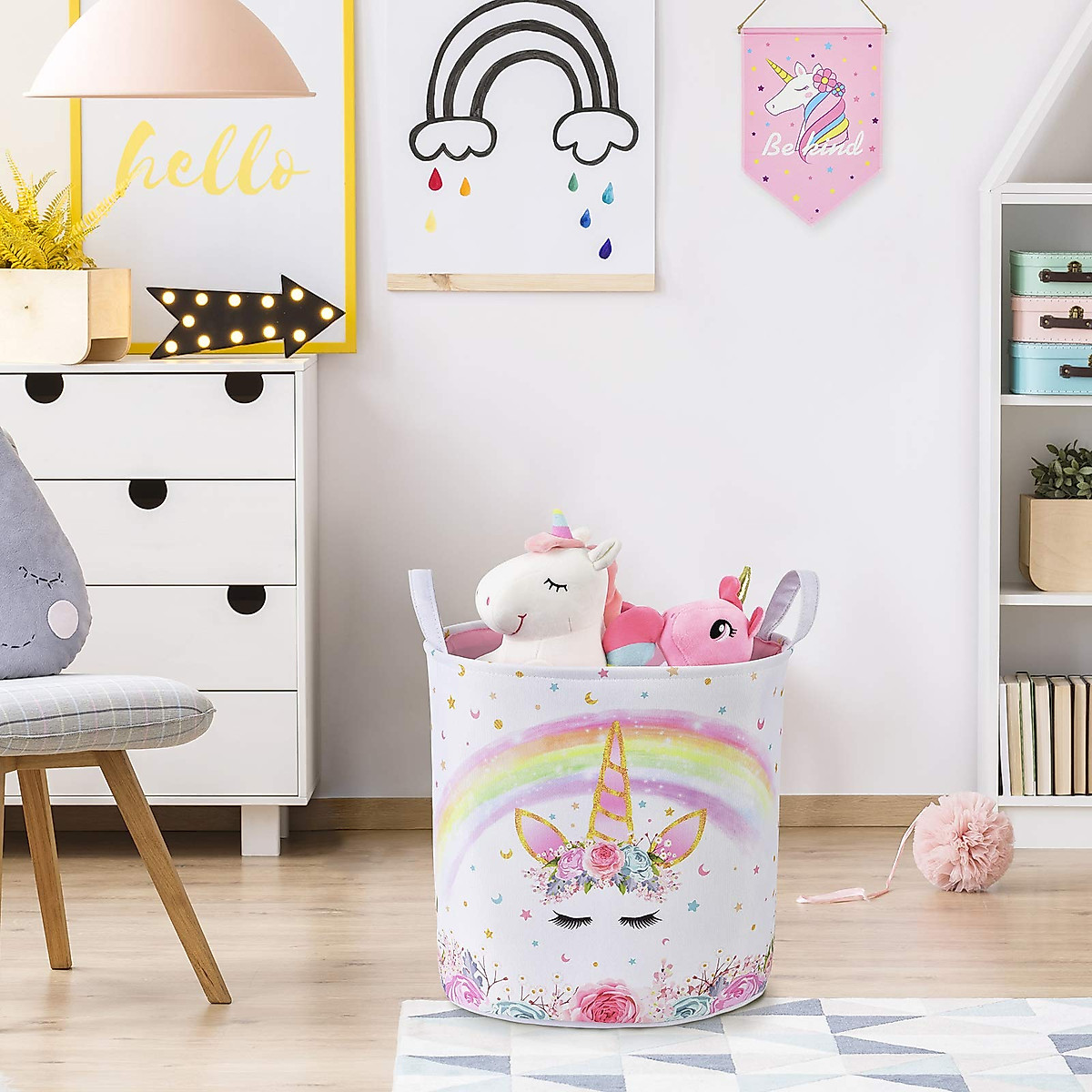 Unicorn Laundry Hamper - Collapsible Fabric Storage Bins Laundry Storage Basket for Kids Baby Gift Baskets Toys Clothes Shoes Bedroom Home Organizer Nursery Hampers