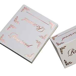 Reserved Table Signs Cards Rose Gold Foil, 20-Pack Table Tent, VIP Place Card with Line to Write, Double Sides Reserved Rose 6