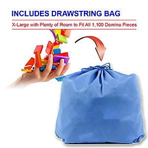 Dominolocity 1,100 Piece Wooden Dominoes Set - Colored Bulk Racing and Rally Building Blocks Kit, Colorful Wood Plain Blank Tiles Design for Stacking, Toppling, and Tumbling Races