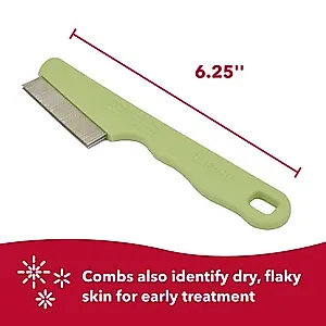 Coastal Pet Safari Dog Double Row Flea Comb - Helps Dry Skin - Dog Flea Comb for Flea Prevention and Detection in Pets with Short and Long Hair - One Size