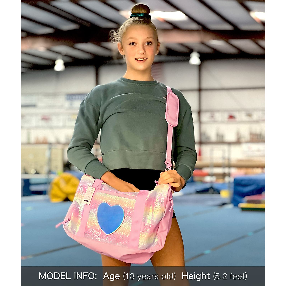 mibasies Dance Bag for Girls Duffle Bag Kids Overnight Travel Sleepover Bags with Shoes Compartment Large