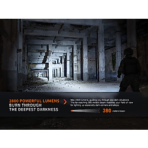 Fenix PD36R Pro High Lumen Tactical Flashlight, 2800 Lumen Dual Rear Switches USB-C Rechargeable with Battery and Lumentac Organizer