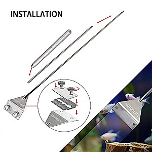 HOTOOLME Aquarium Scraper, 25.6" Stainless Steel Scraper Cleaning Razor with 10 Blades for Glass Aquarium Fish Tank