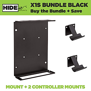 HIDEit Mounts X1S Black Bundle, Wall Mount for Xbox One S and Two Controller Wall Mounts to Safely Store Your Xbox One S and Xbox Controllers Near or Behind TV