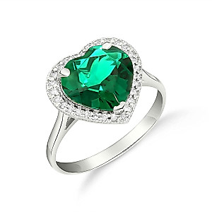 Galaxy Gold GG 2.89 Carat Total Weight 14K Solid White Gold Emerald Natural Diamonds Halo Ring Brilliant Heart Shape Cut and Round Diamonds Anniversary Engagement Promise Ring (8)