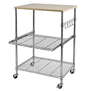 Wire Shelving Unit Adjustable Steel Wire Rack Chrome, Heavy Duty Storage Shelving Unit On 4'' Wheel Casters, Metal Organizer Wire Rack,for Garage Kitchen Living Room (3 Tier - 24W x 18.1D x 33.5H)