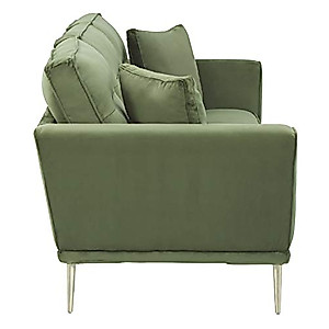 Signature Design by Ashley Macleary Modern Velvet Glam Sofa with Brass Metal Legs, Green