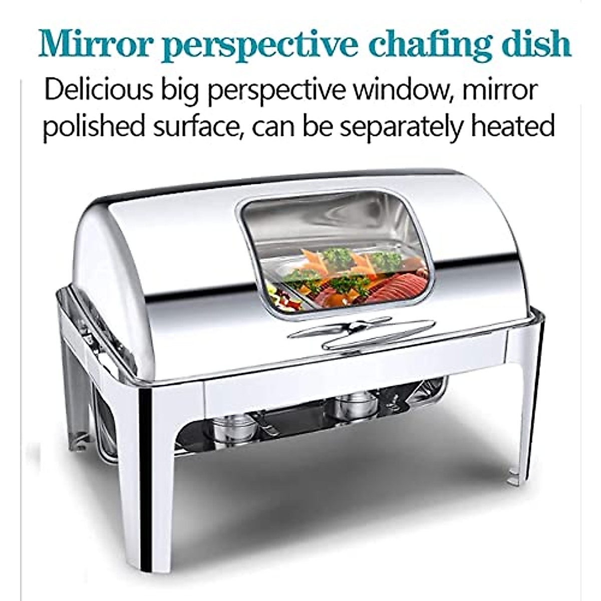 Food Warmer, Chafing Dish Stainless Steel Chafing Dishes with Lid for Parties, 9L Commercial Food Warmer for Buffet, with 3 Kind of Warming Tray (A) ()