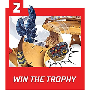 Hot Wheels Monster Trucks Scorpion Sting Raceway Track Set with 1 Toy Truck & 1 Hot Wheels Car in 1:64 Scale, Boosted Race Track