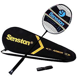 Senston Graphite Badminton Racket 6U, Single High-Grade Badminton Racquet, Professional Carbon Fiber Badminton Racket with Grip