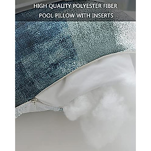 Recliner Head Pillow Ledge Loungers Chair Pillows with Insert Abstract Geometric Oil Painting Graffiti Blue Lumbar Pillow with Adjustable Strap Outdoor Waterproof Patio Pillows for Beach Pool, 2 PCS