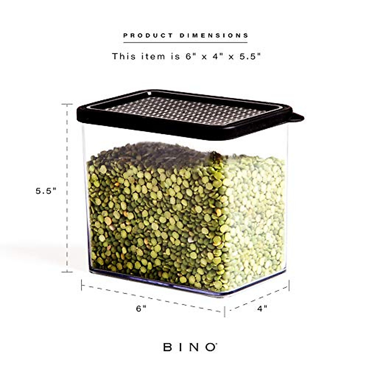 BINO | Food Storage Containers, 1.9 Qt/1.78 Liter, Black - 12 Pack | THE SNAP COLLECTION | Airtight Food Storage Containers with Lids | Pantry Organization | BPA-Free | Containers for Organizing