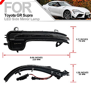LED Dynamic Side Mirror Turn Signal Lights for 2020-2023 Toyota GR Supra Smoked Lens Sequential Turn Signal Lights Indicator Accessories LED Side Mirrors Marker Lamps