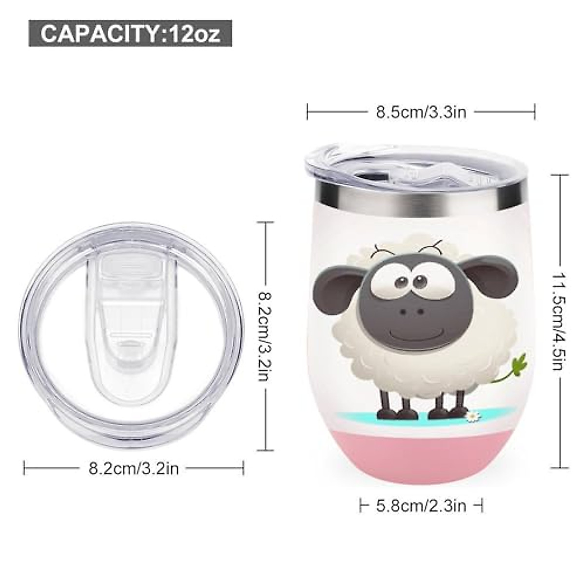 WYUSPGK 304 Stainless Steel Insulated Cup, Sheep Print Smooth Rim, Durable & Reusable - Perfect for Office, Home, And Travel