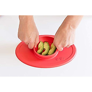 ezpz Tiny Collection Set (Gray) - 100% Silicone Cup, Spoon & Bowl with Built-in Placemat for First Foods + Baby Led Weaning + Purees - Designed by a Pediatric Feeding Specialist - 4 Months+