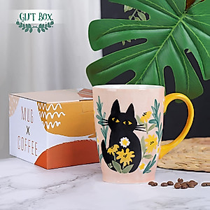 NymphFable Cat Mug Large Ceramic Coffee Mug with Handle 100% Hand Painted Christmas Gift 600ml/20oz