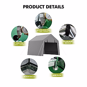 VerisShade 6 x 6 ft Carport Storage Shed, Shelter Logic with 2 Roll-up Zipper Door, Heavy Duty Waterproof Tarp, Storage Tent for Motorcycle, Bike, Garden Tools, Firewood