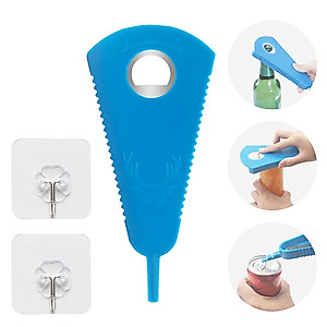 3in1 Bottle Opener for Twist-Off Type Caps - Opener for Water Bottles, Small Jars, Soda Bottles, Juice Bottles, Jar Opener, Beer Opener, Jam Opener with Adhesive Hooks for Weak and Arthritic Hands