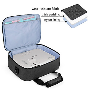 Luxja Projector Case, Projector Bag with Accessories Storage Pockets (Compatible with Most Major Projectors), Medium(13.75 x 10.5 x 4.5 Inches), Black