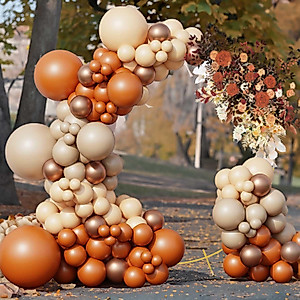 Double Stuffed tan Terracotta Rustic Balloon Arch Boho Balloon Garland Kit Matte Burnt Orange Champagne Apricot Maroon Cream Rust Balloons Retro Birthday Pumpkin Fall Themed Baby Shower Decoration