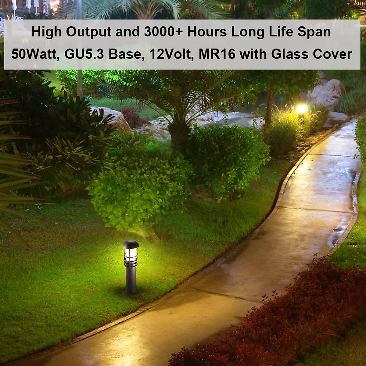 Rnyloas MR16 Halogen Bulb 50W Dimmable, High Brightness MR16 Bulb 12V Warm White 2800K with GU5.3 Base, MR16 GU5.3 Bulb 36° Beam Angle with Clear Glass Cover for Long Lasting Lifetime