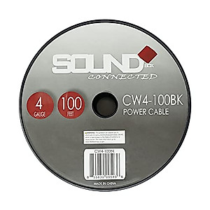 SoundBox Connected 4 Gauge Black Amplifier Amp Power/Ground Wire 100 Feet Superflex Cable 100' Spool