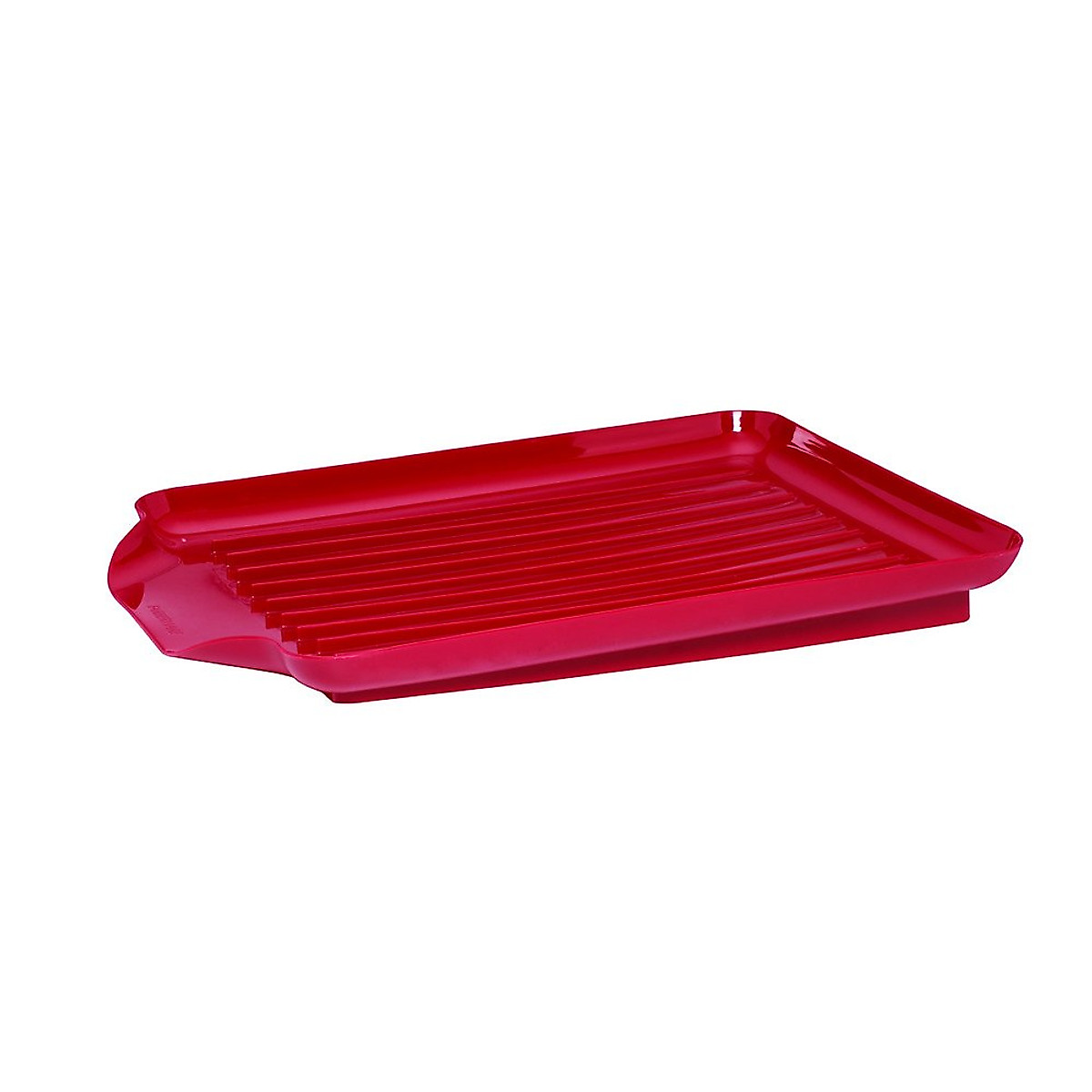 Farberware 3-Piece Dish Rack Set, Red & Large Cutting Board, Dishwasher- Safe Plastic Chopping Board for Kitchen with Easy Grip Handle, 11-inch by 14-inch, White