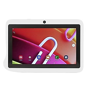 soobu Tablet, 7in Kids Tablet Large Storage Capacity IPS HD Display 5GWifi Dual Band White for Reading (White)
