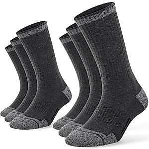 FITRELL 6 Pack Men's Athletic Crew Socks Cushioned Work Boot Socks, Grey, X-Large, Shoe Size 12-15