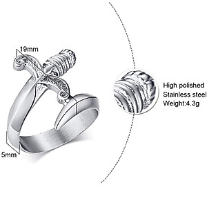 Jude Jewelers Stainless Steel Knift Dagger Style Cocktail Party Biker Ring (Silver, 10)