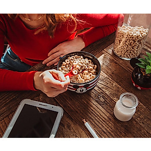Disney Mickey Mouse Red-Striped Ceramic Soup Mug With Spoon | Holds 24 Ounces