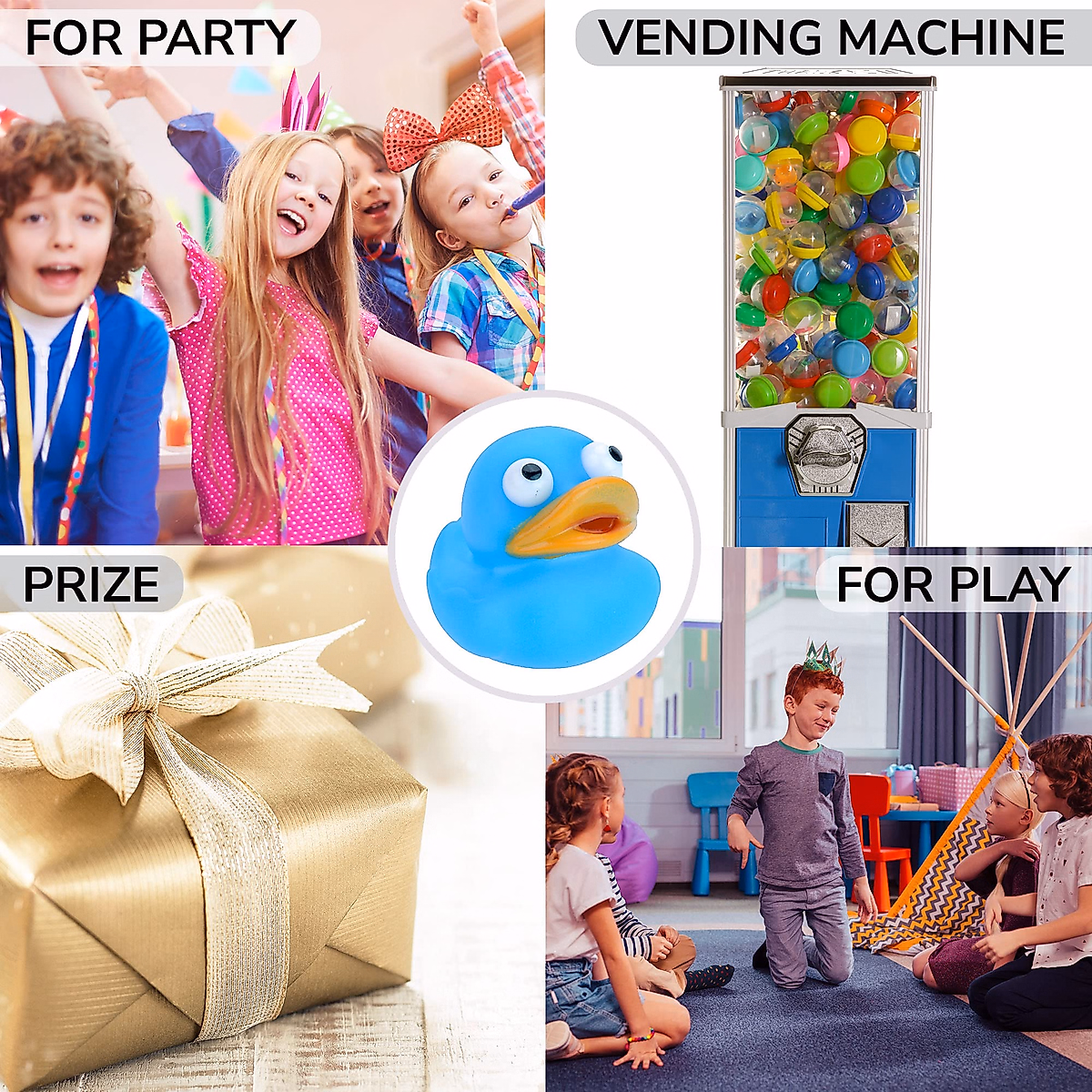 Rubber Ducks in Bulk - Ducky Eye Poppers 2 Inch - Easter Egg Fillers - Playset for Ducky Bath Toys 10 Pcs - Ducky City Rubber Duck - Baby Beach Pool - Bulk Gifts for Kids