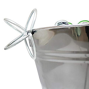 Sunnydaze Ice Bucket Drink Cooler with Stand and Tray - Stainless Steel - Holds Beer, Wine, Champagne and More