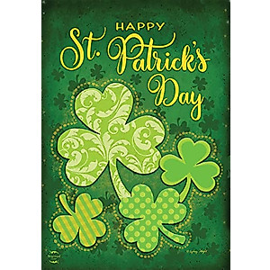 Briarwood Lane Lucky Shamrocks St Patricks Day Garden Flag - 12.5" x 18" - Irish Garden Flag - Celtic Garden Flag - Saint Patricks Day Garden Flag - Celtic Shamrock Garden Flag - Irish Flag